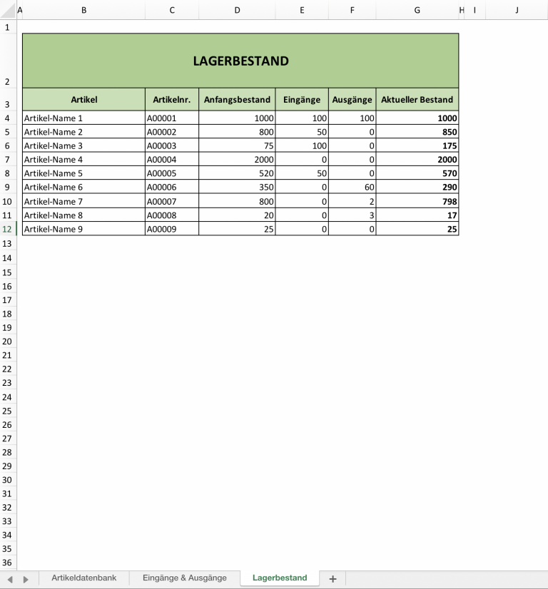 Lagerverwaltungs-Vorlage - ganz einfach mit Excel