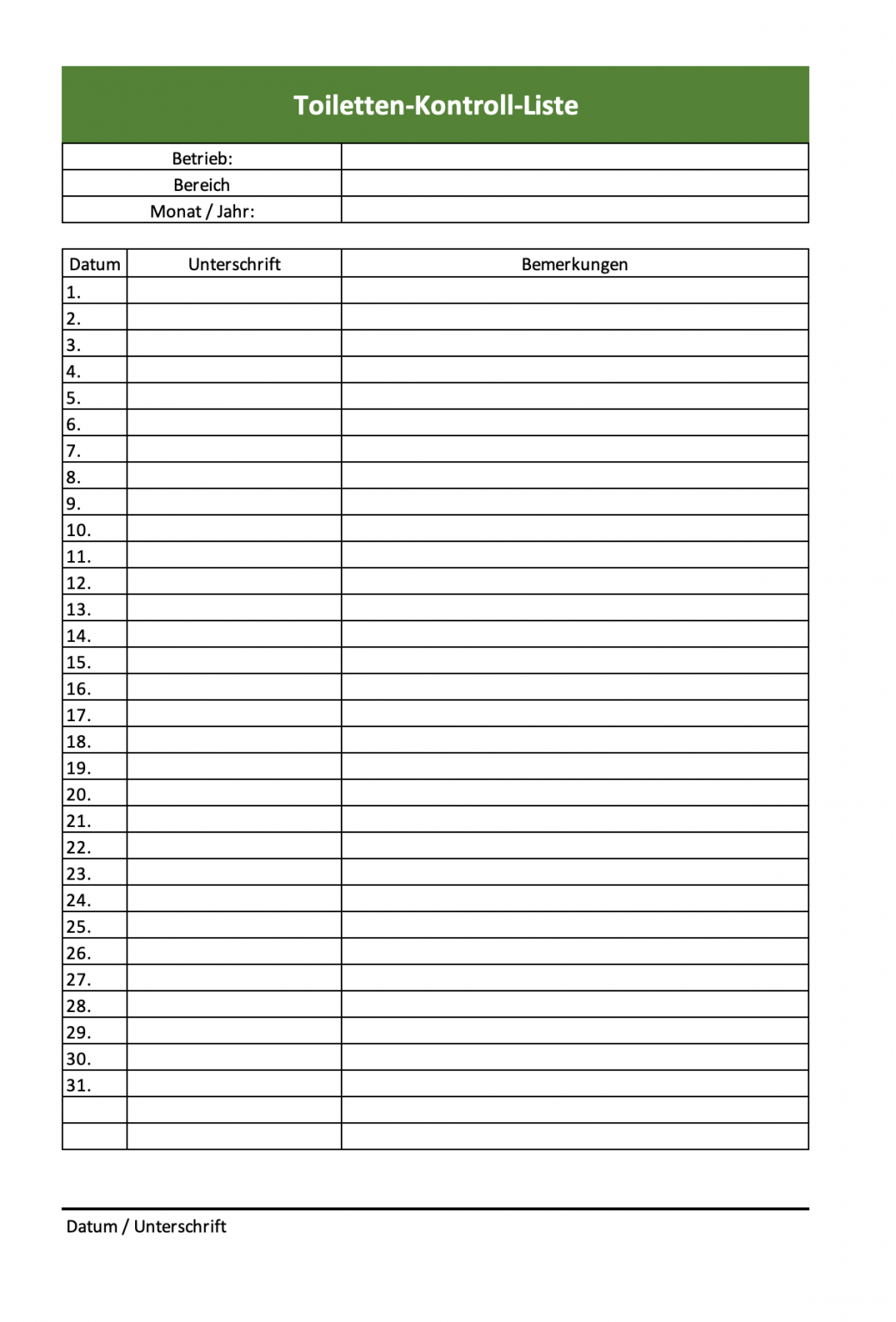 Putzpläne für Büro, Haushalt, WG, Alltag, Gastro usw.